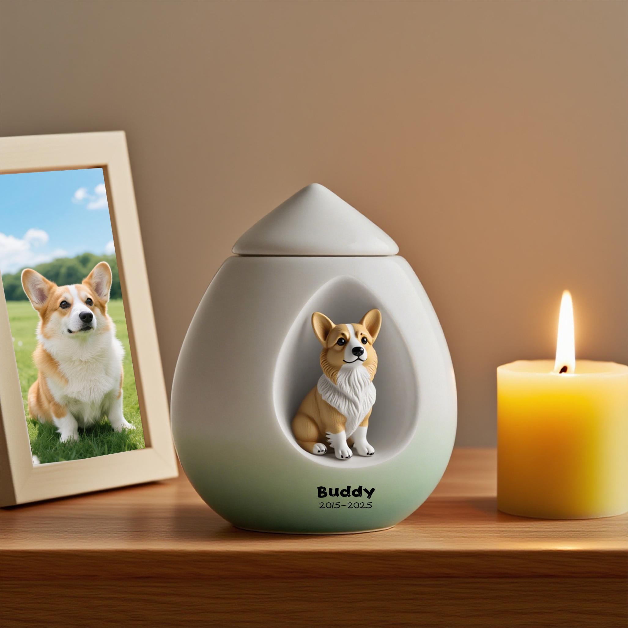 Personalized Dog Urn for Ashes – Handmade Ceramic Pet Portrait Urn With ...