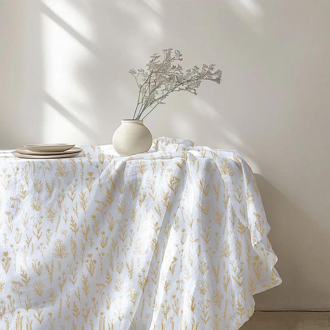 Botanical Floral Print, Elegant Table Cover, Home Décor, Wedding ...