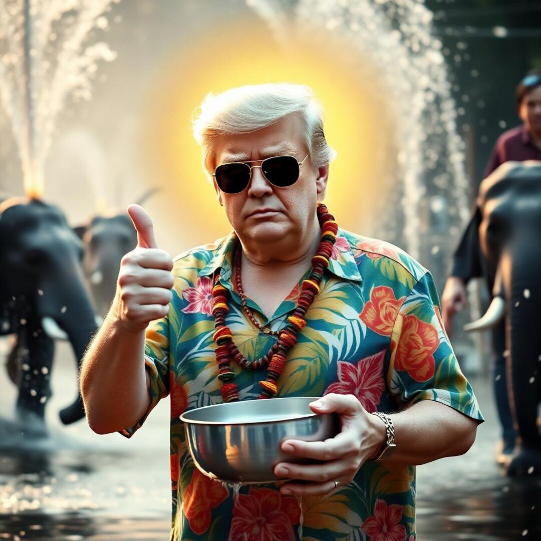 Donald Trump Songkran Water Fight Funny Art – Political Humor Digital ...