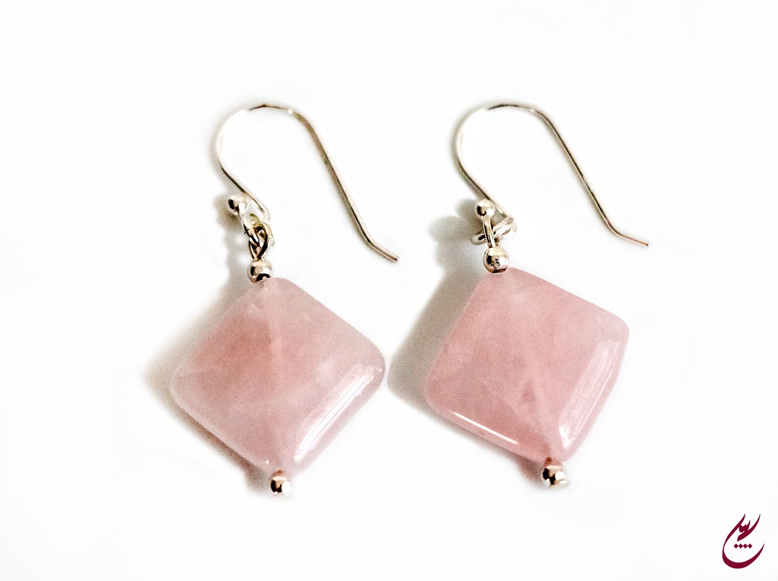 Pale Pink Diamond Rose Quartz Gemstone Earrings With Sterling - Etsy