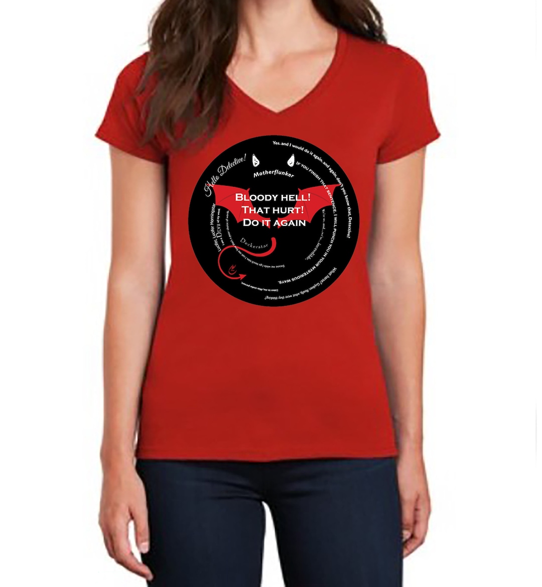 Lucifer Tribute Designbybehin Typography T-shirt-lucifer V Neck Red T ...