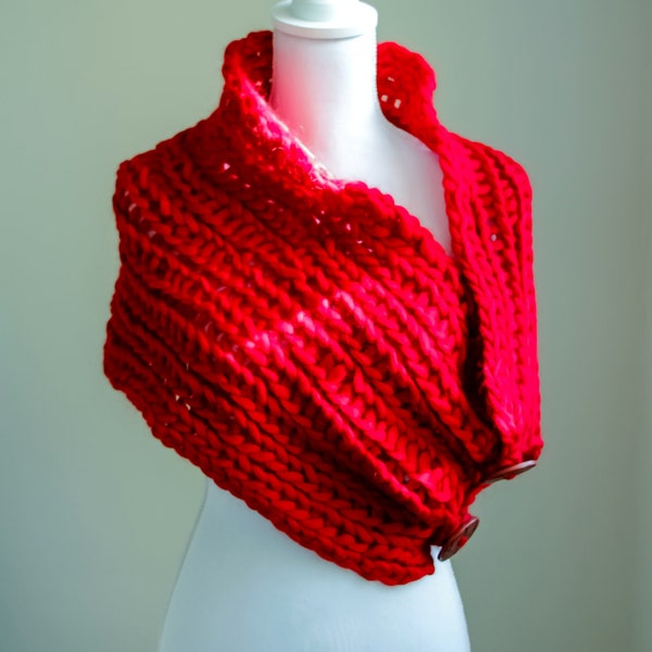 Red Knitted Scarf - Etsy