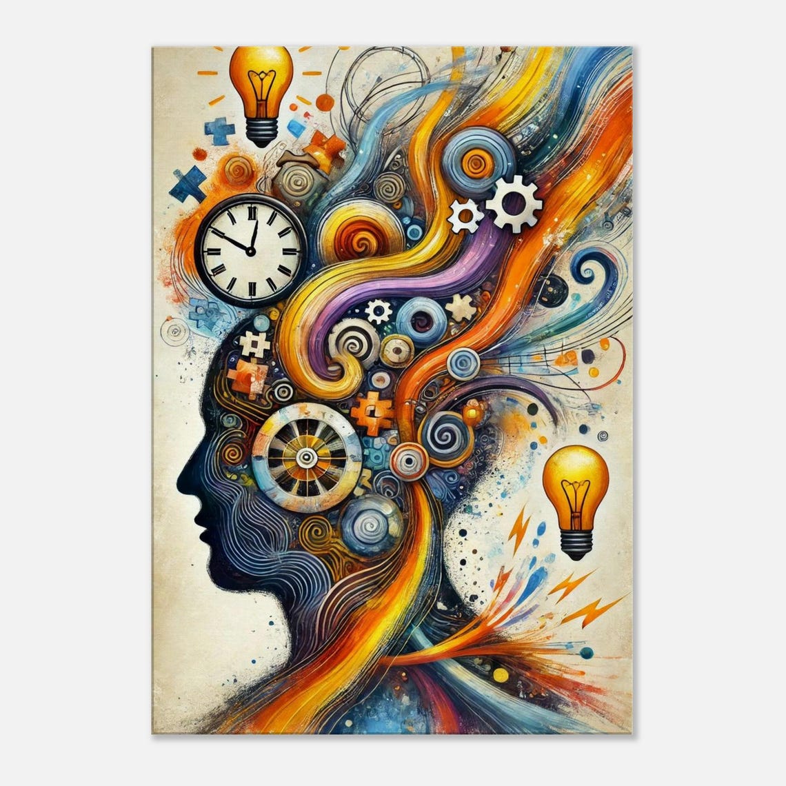 ADHD Brainstorm Canvas Wall Art | Colorful Abstract Mind Illustration ...