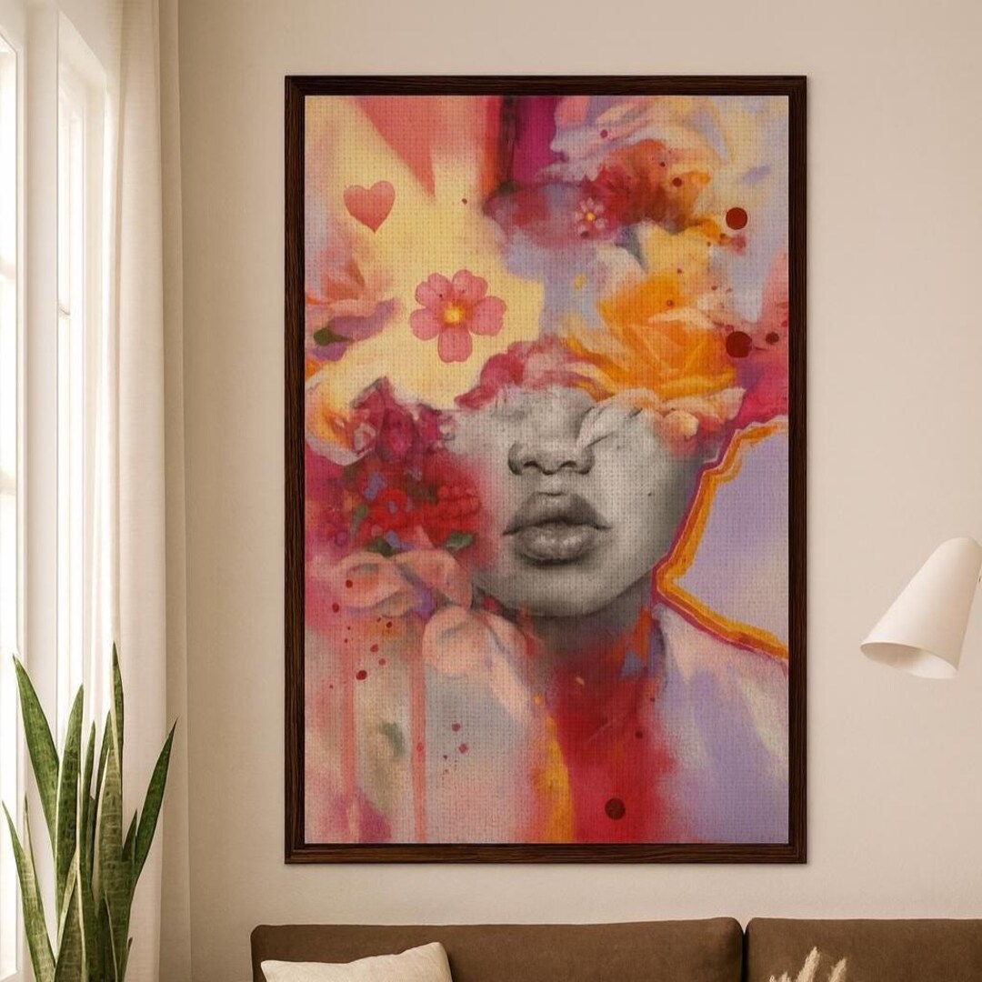 Floral Dreamscape Framed Canvas Print | Surrealist Portrait Wall Art - Etsy