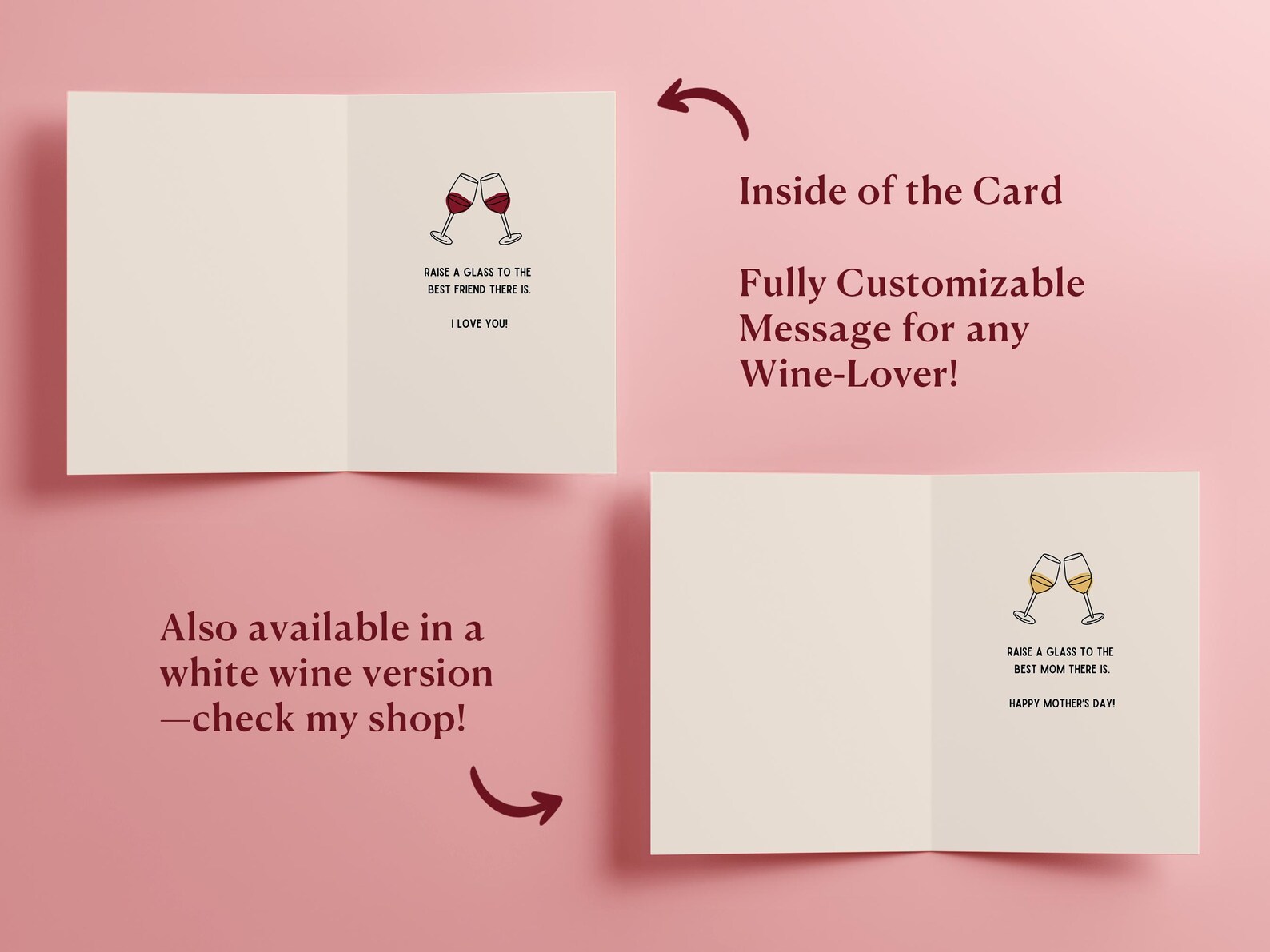 Funny Red Wine Mother’s Day Card Canva Template | Thanks for Listening ...