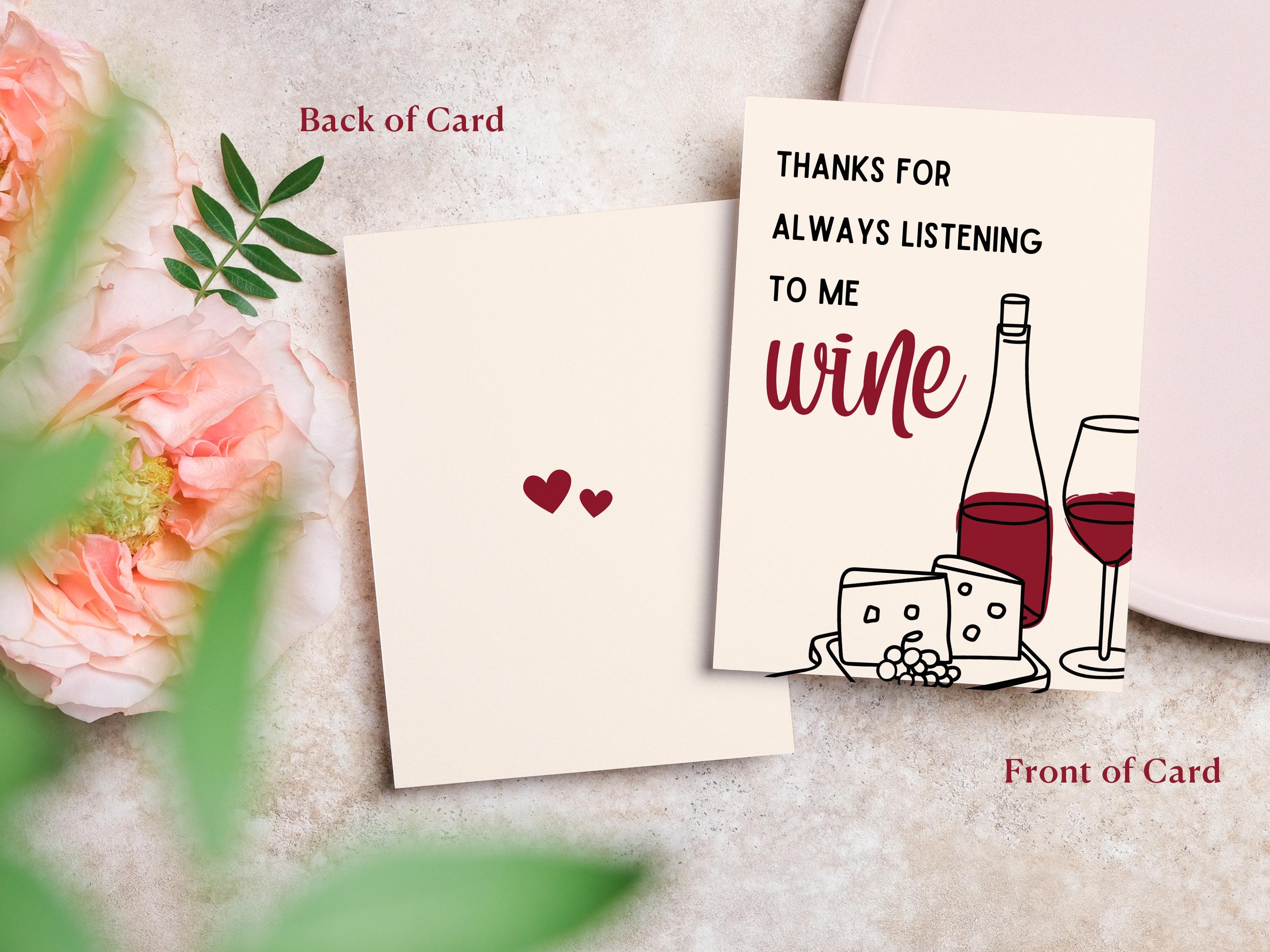 Funny Red Wine Mother’s Day Card Canva Template | Thanks for Listening ...