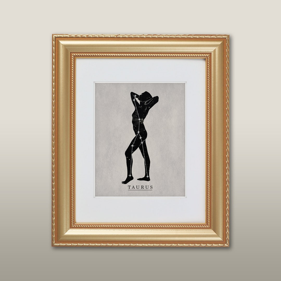 Taurus | Zodiac Series, Minimalist Nude Figure Silhouette, Vintage ...