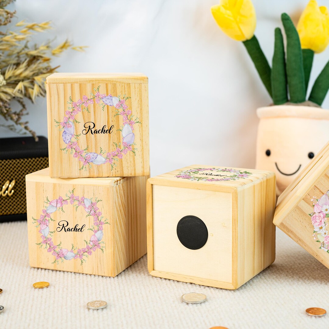 Personalized Birth Flower Piggy Bank for Baby Girl, Money Box With ...