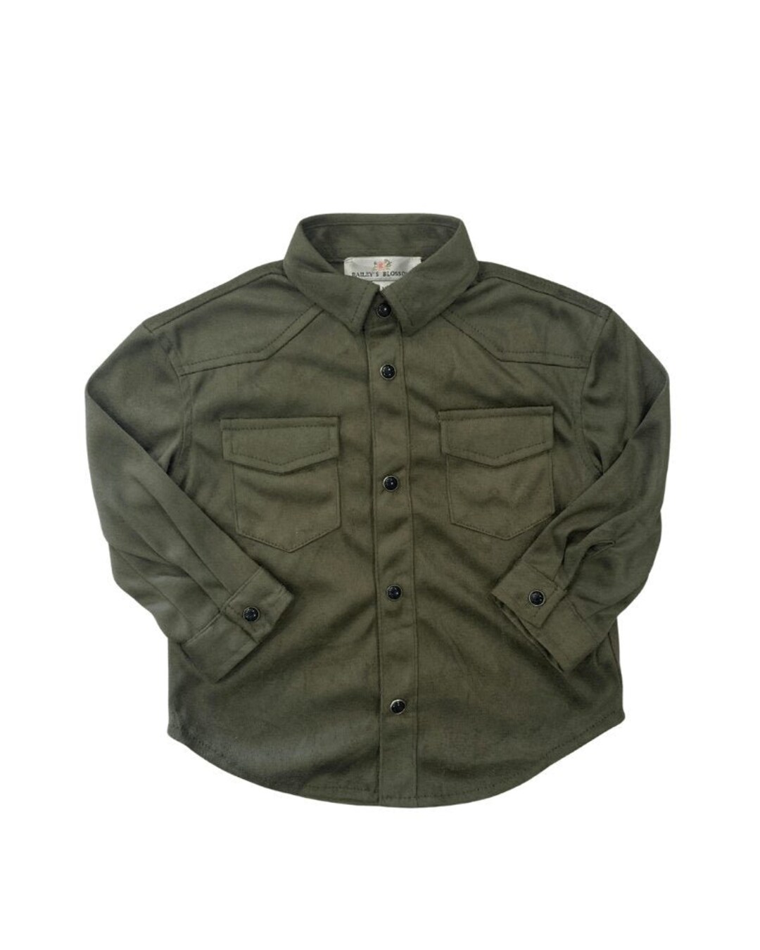 Grace Button Down Western Yoke Shacket Olive - Etsy