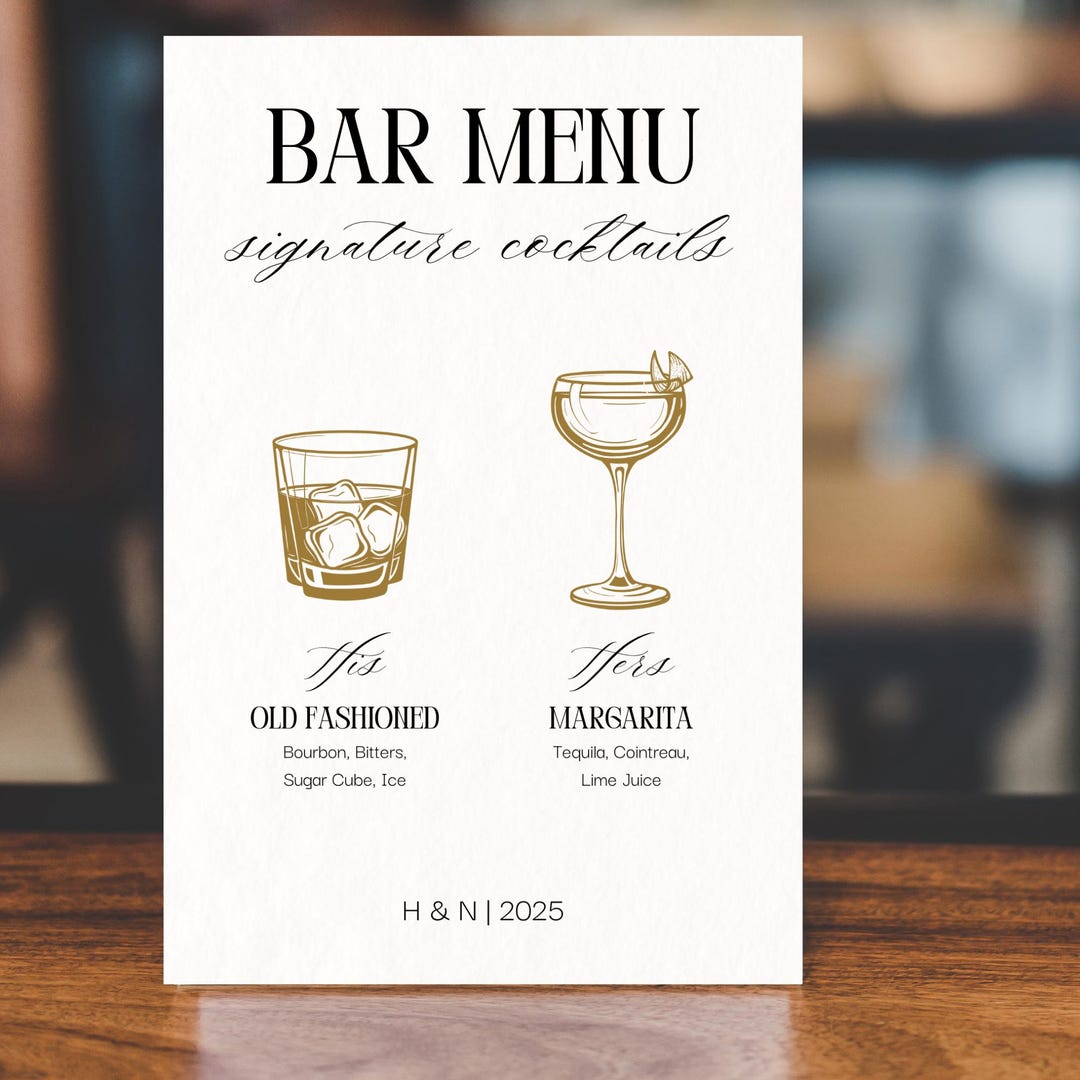 Signature Drink Sign, Bar Menu Template, Printable Bar Menu, Wedding ...