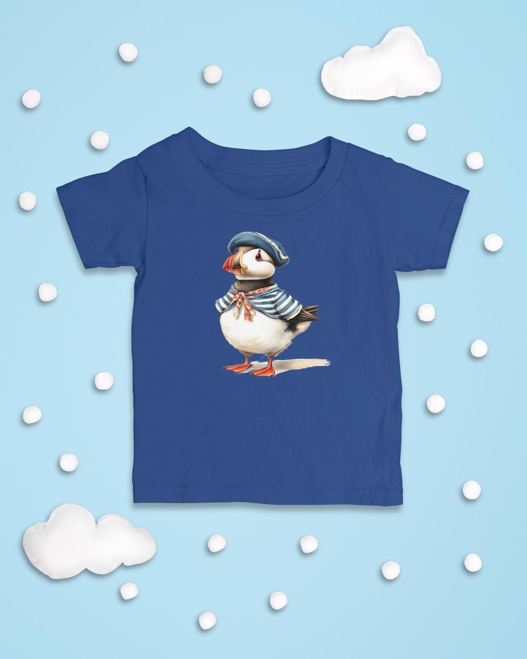 Nautical Sailor Puffin Toddler Tee, Bird Lover Kid T Shirt, Boy Girl ...