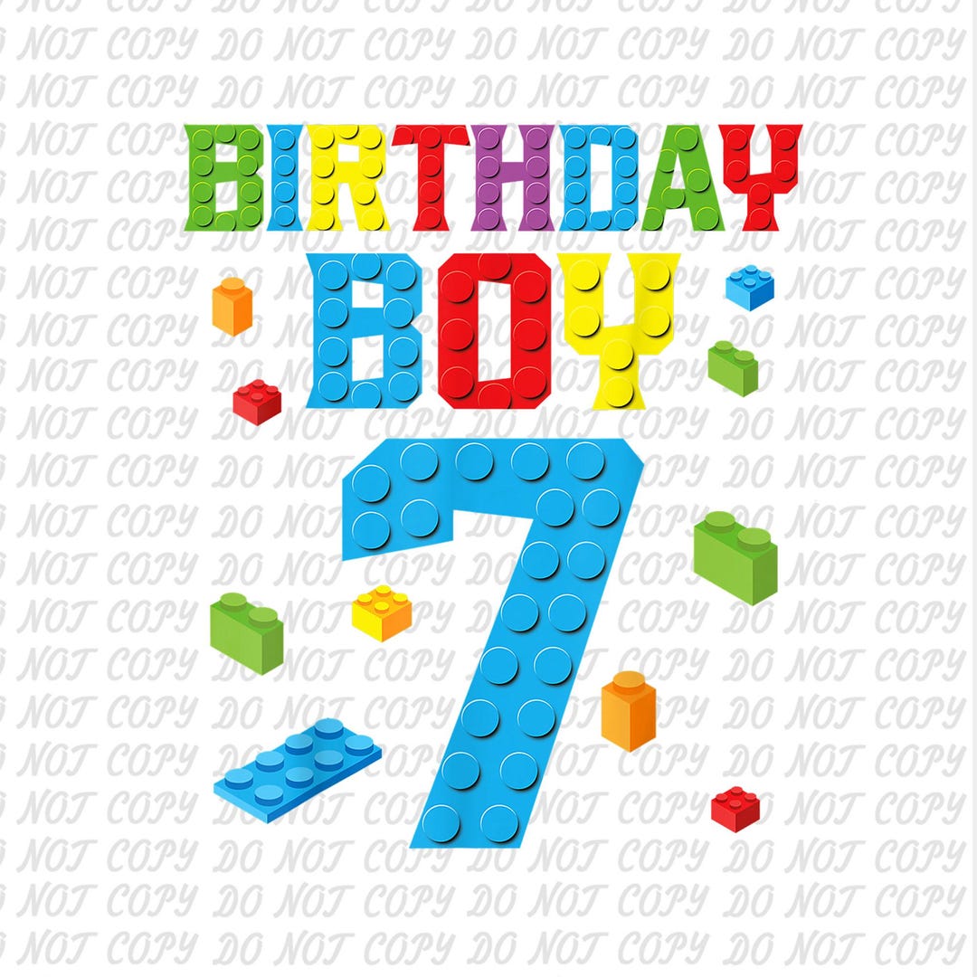 Birthday Boy Png, 7th Birthday, Building Block Png - Etsy