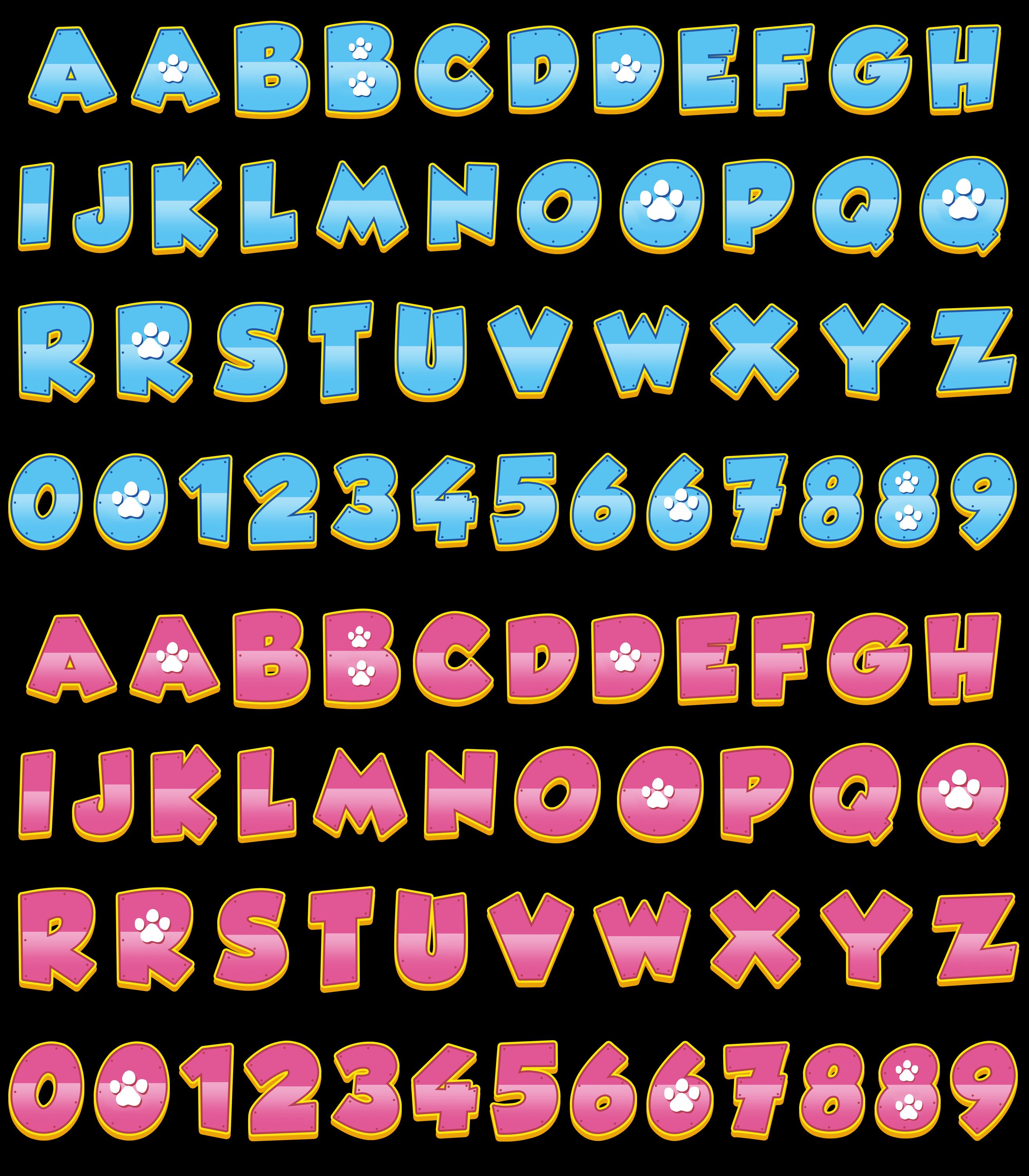 Paw Patrol Font PNG Alphabet, Paw Letters, 3D Paw Alphabet Clipart, Paw ...