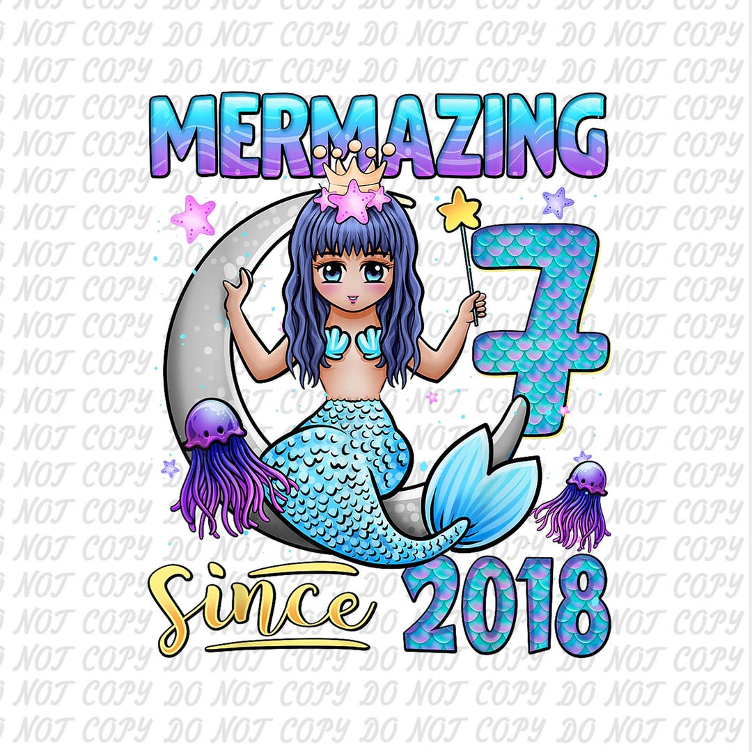 Mermaid Birthday Png, Birthday Girl Mermaid, 7th Birthday Mermaid - Etsy