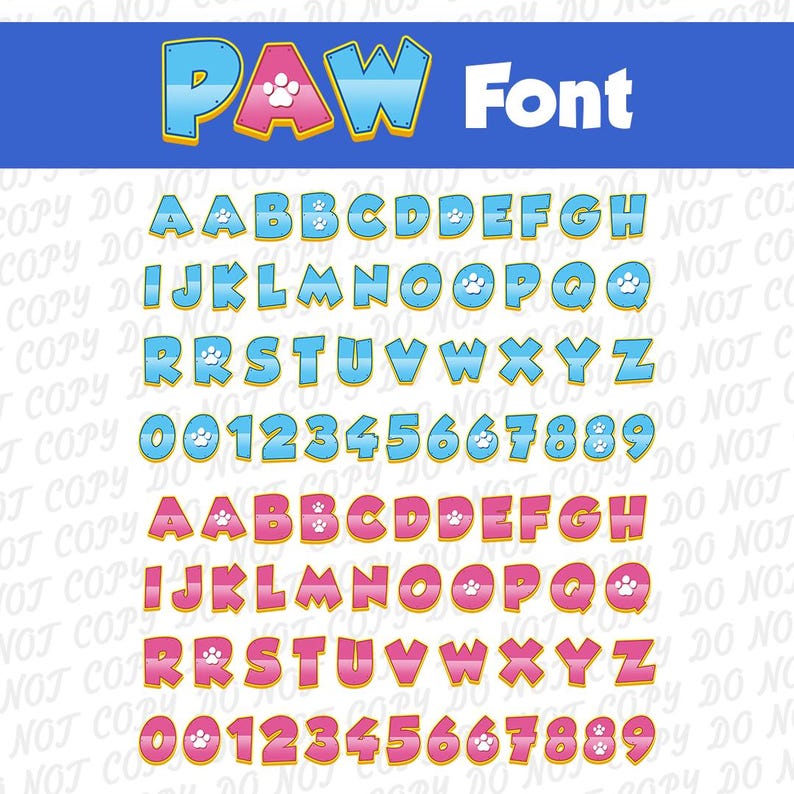 Paw Patrol Font PNG Alphabet, Paw Letters, 3D Paw Alphabet Clipart, Paw ...