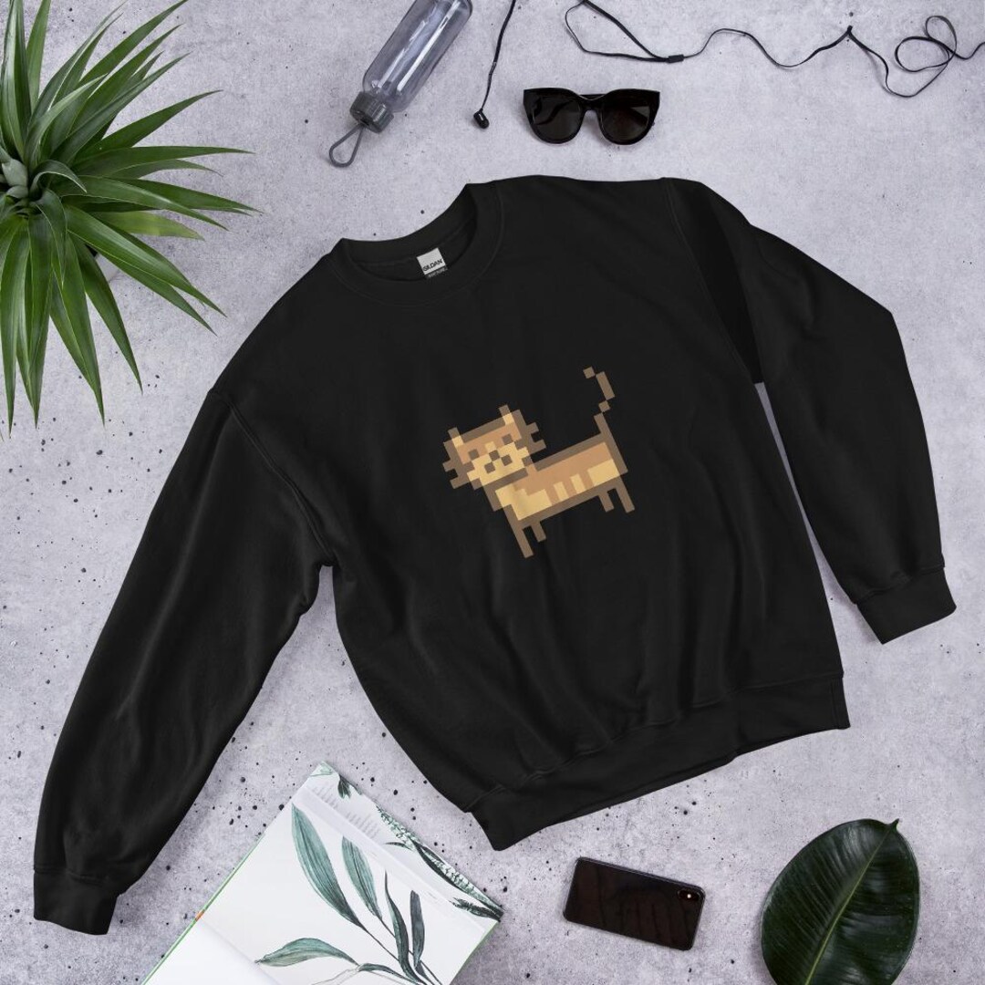 Pixel Art Cat Sweatshirt | Retro 8-bit Kitty Sweater | Gamer Aesthetic ...