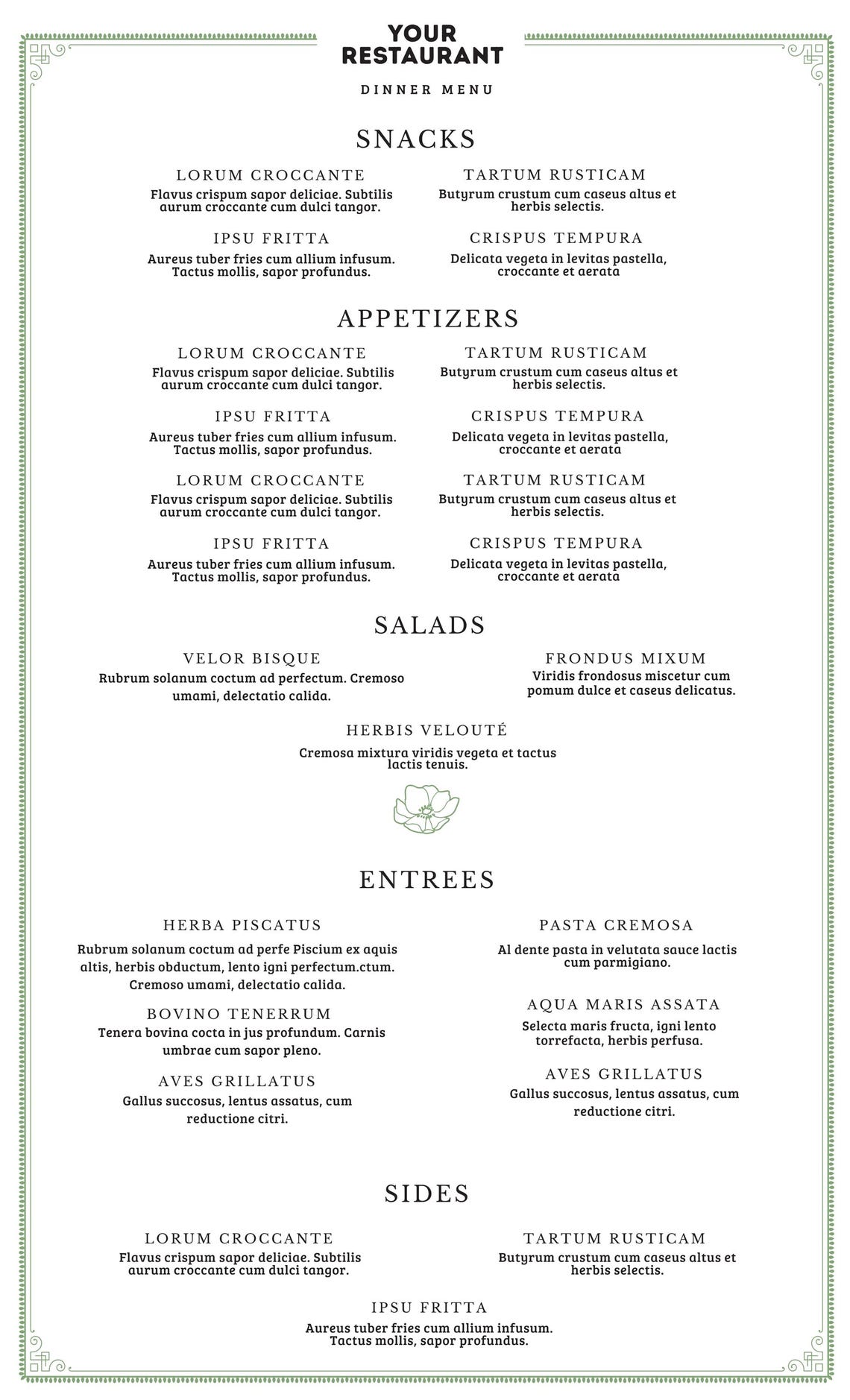 Elegant American Upscale Menu Template | 8.5x14 Canva Menu | Fine ...