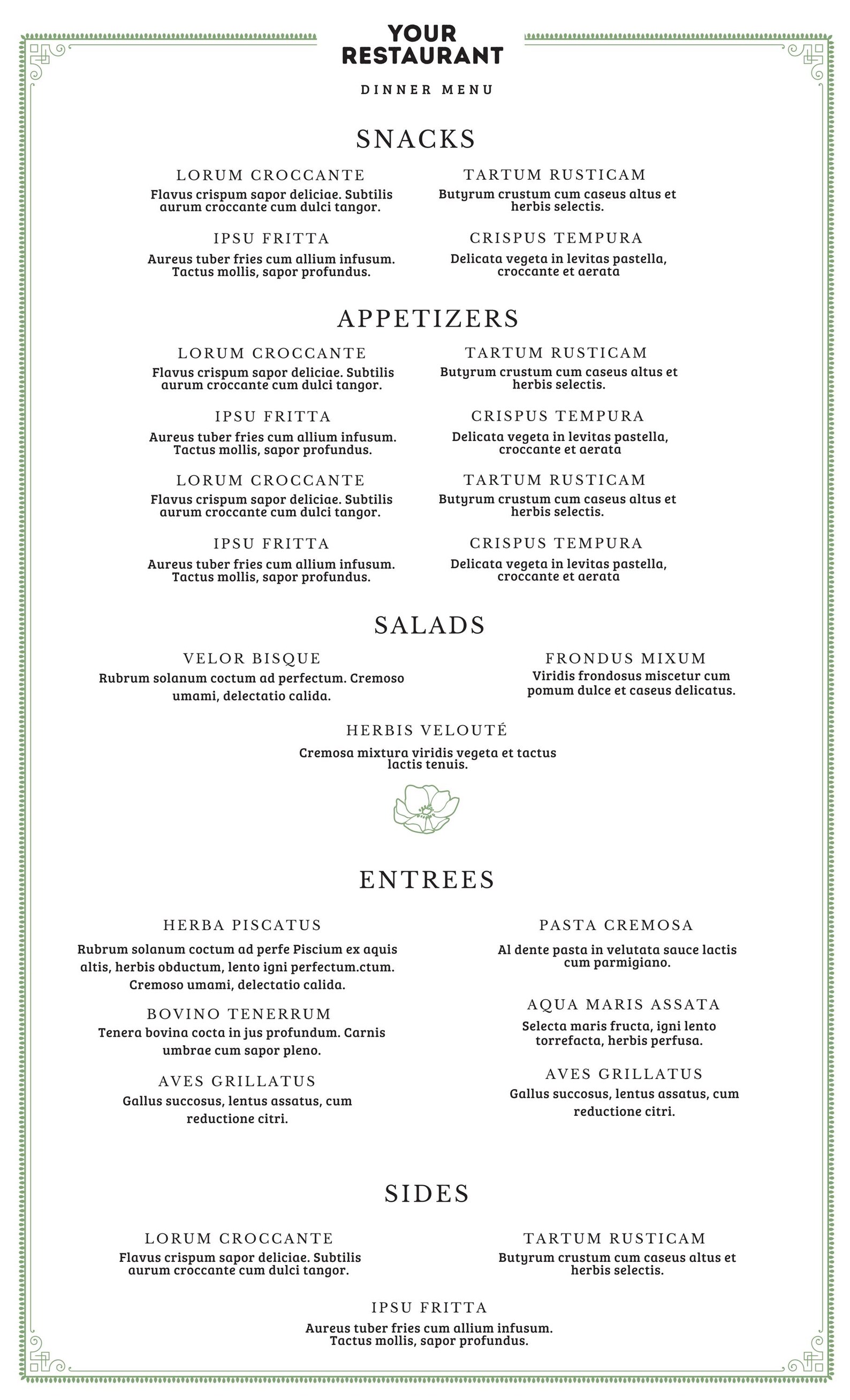 Elegant American Upscale Menu Template | 8.5x14 Canva Menu | Fine ...
