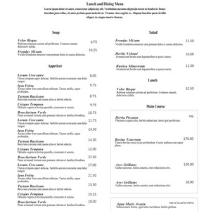 Elegant American Lunch Menu Template | 8.5x11 Canva Menu | Editable ...