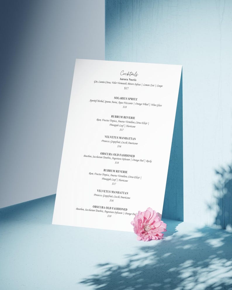 A5 Cocktail Menu Booklet Template | Editable Canva Design | Food & Wine ...