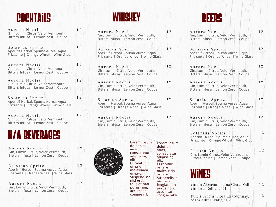 American BBQ Restaurant Menu Template | 8.5x11 | Editable Canva ...