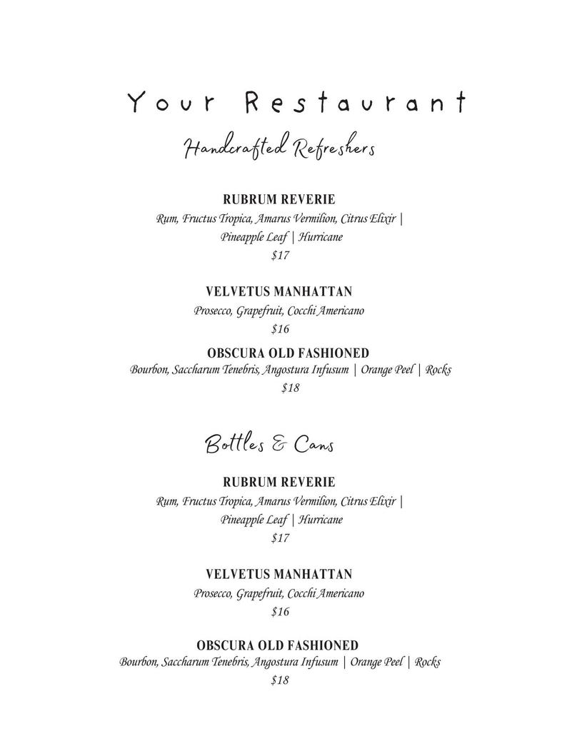 A5 Cocktail Menu Booklet Template | Editable Canva Design | Food & Wine ...