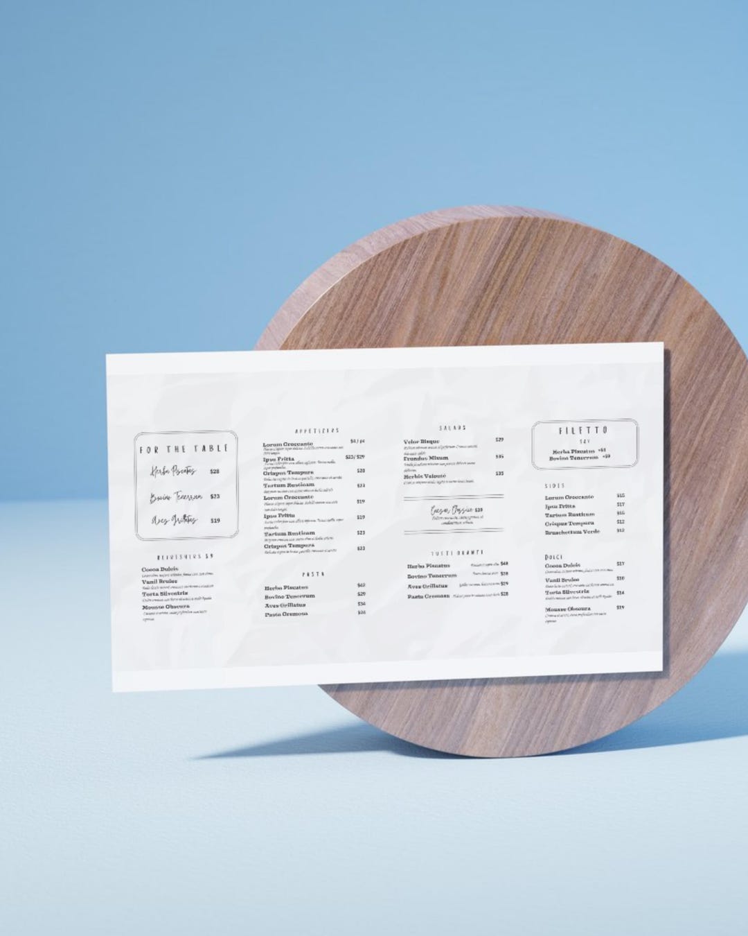 Italian Restaurant Menu Template | 8.5x11 Landscape | Clean Design With ...