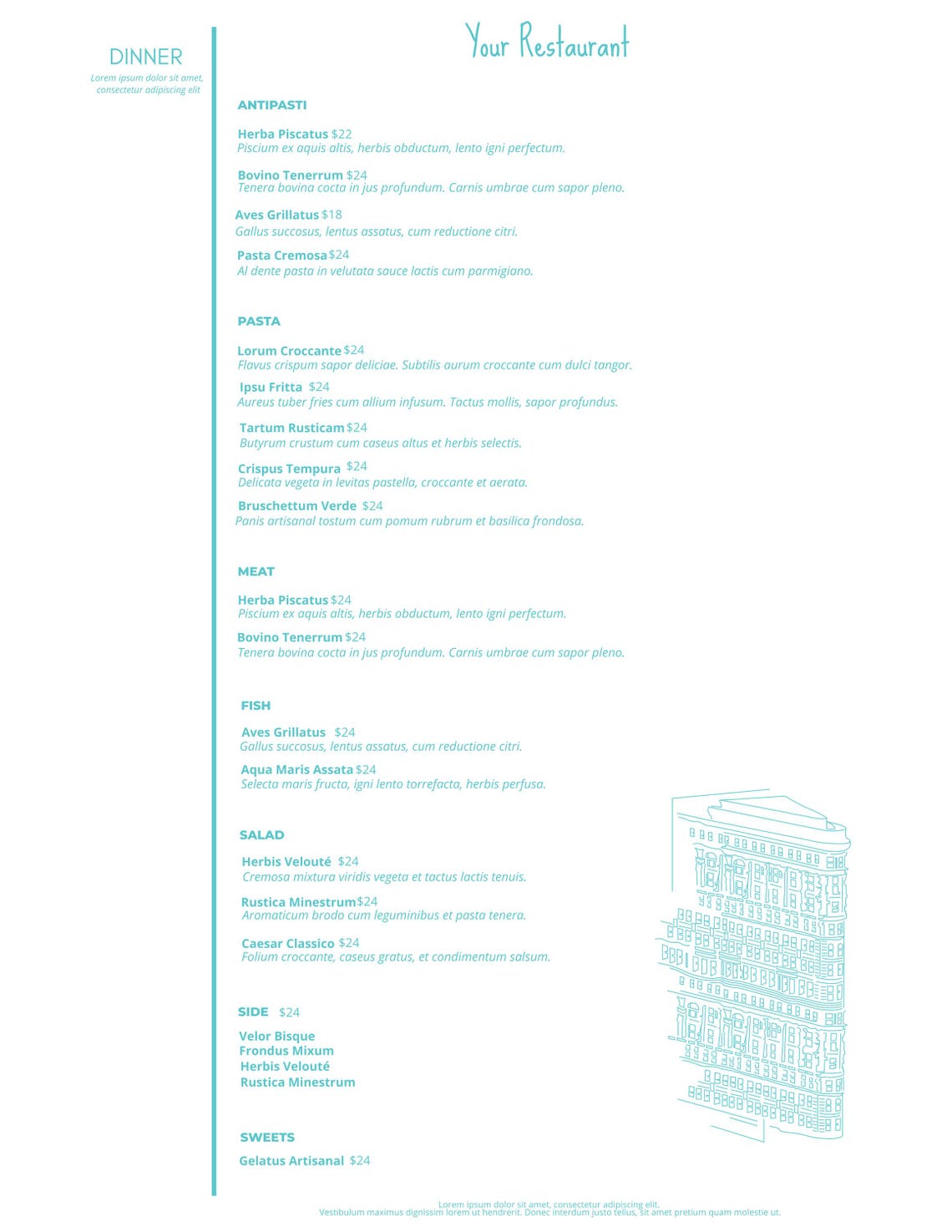 Chic Soho Restaurant Menu Template | 8.5x11 Canva Menu | Modern ...