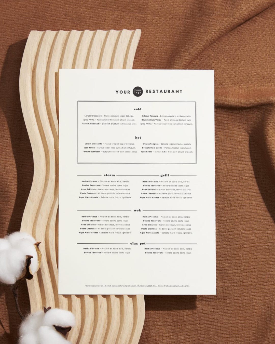 Pan-asian Menu Template | 8.5x14 Printable | Clean & Minimalist Design ...