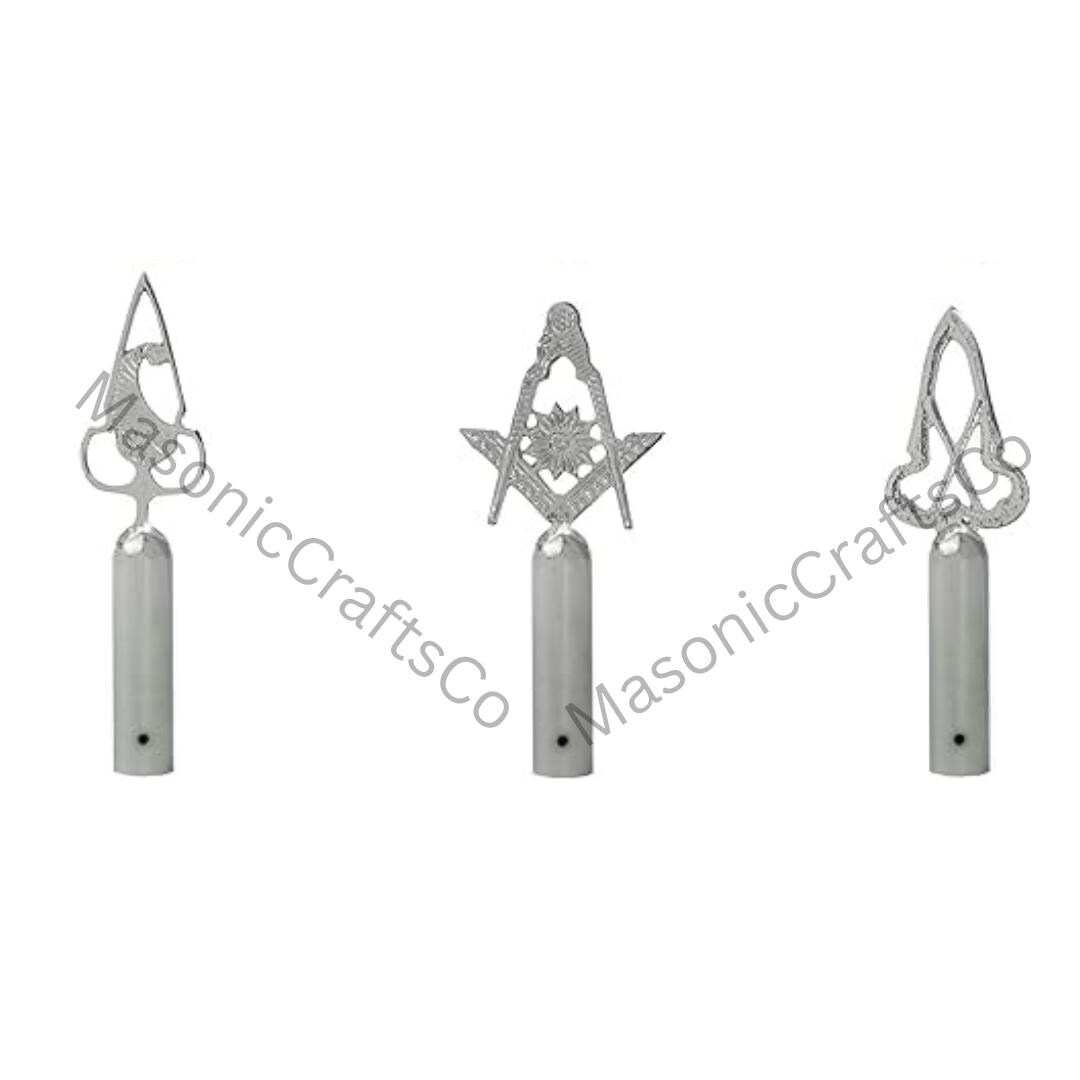 Masonic Banner Pole Tops - Silver Freemason Lodge Regalia Emblems - Set ...