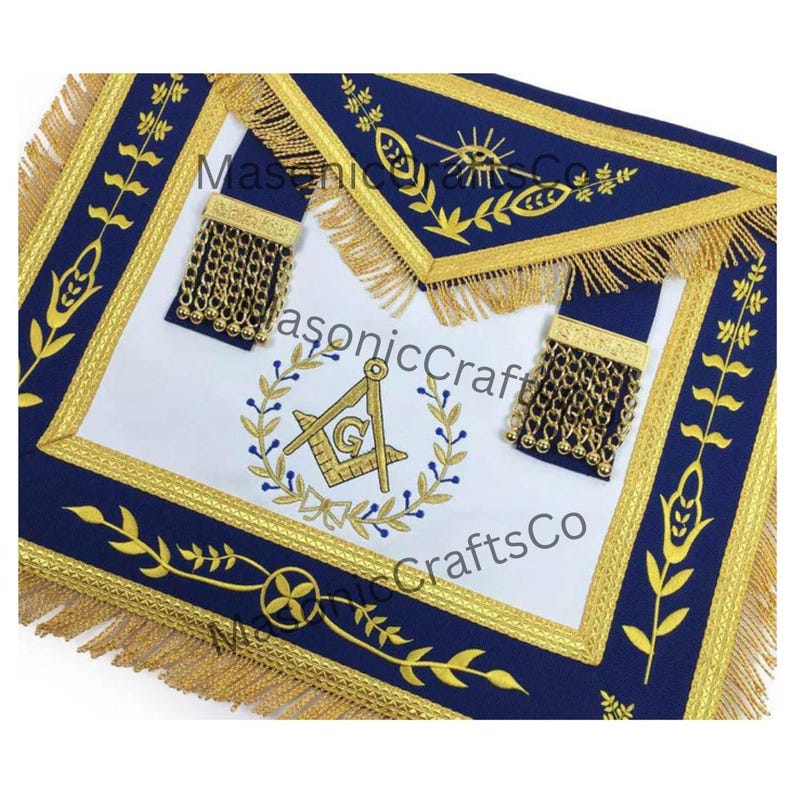 Deluxe Blue Masonic Blue Lodge Regalia Set – Apron, Collar & Gloves ...