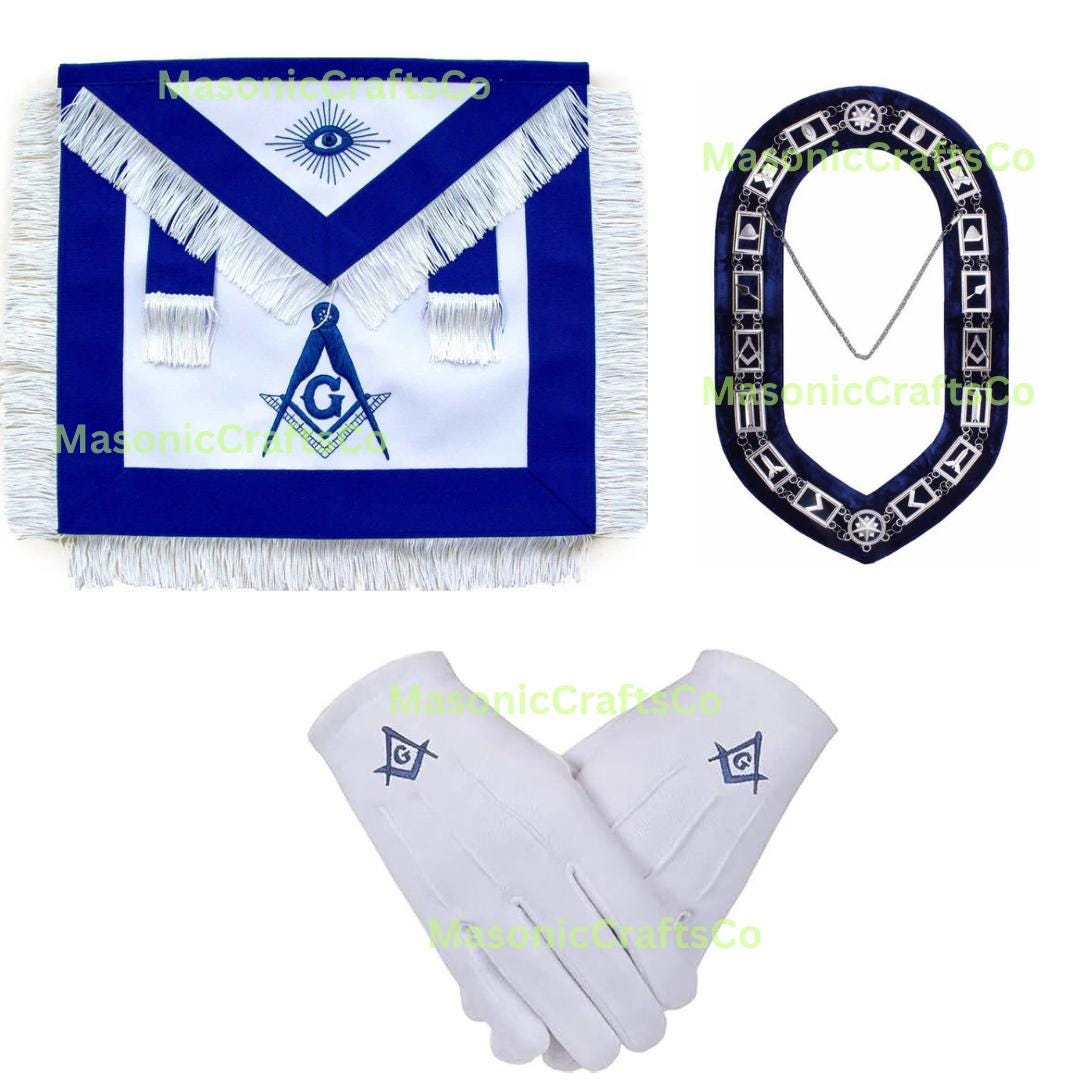 Masonic Blue Lodge Regalia Set – Master Mason Apron, Chain Collar ...