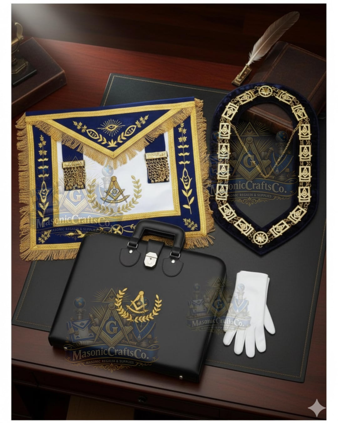 Masonic Worshipful Master Regalia Set | Blue Lodge Apron, Collar ...