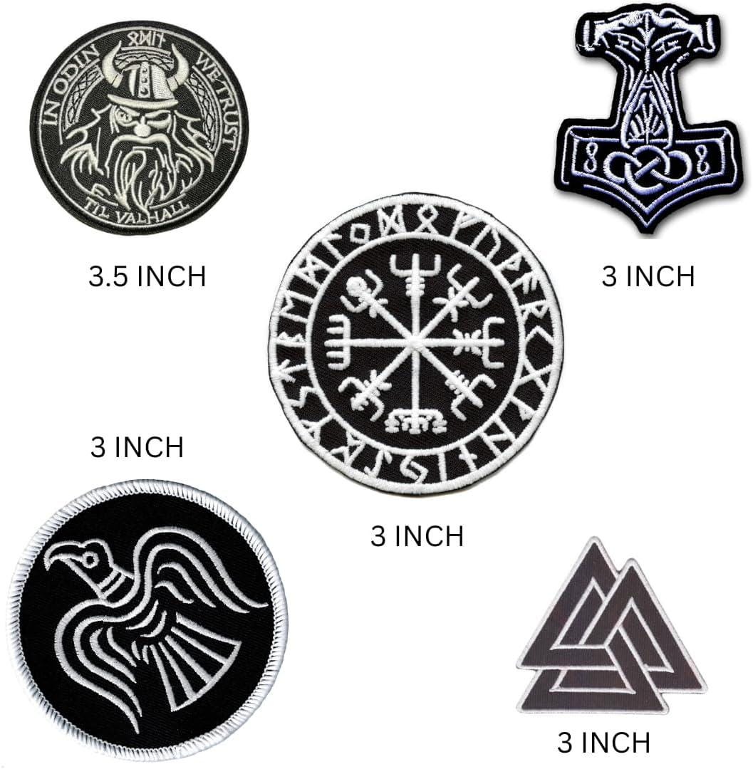 Set of 5 Viking Embroidery Patches Iron on for Jackets, Jeans and Vest ...