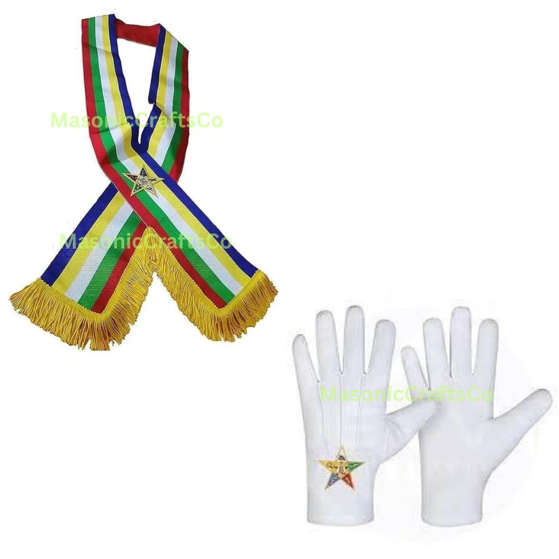 Order of the Eastern Star OES Regalia Set – Fez Hat, Gloves, Sash ...