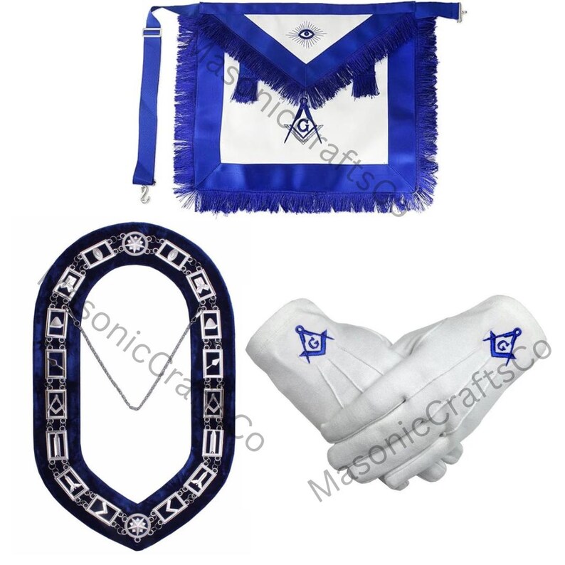 Masonic Blue Lodge Regalia Set: Satin Apron, Velvet Collar ...