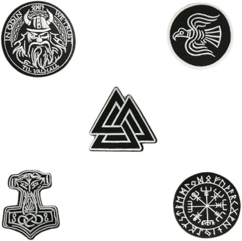 Set of 5 Viking Embroidery Patches Iron on for Jackets, Jeans and Vest ...