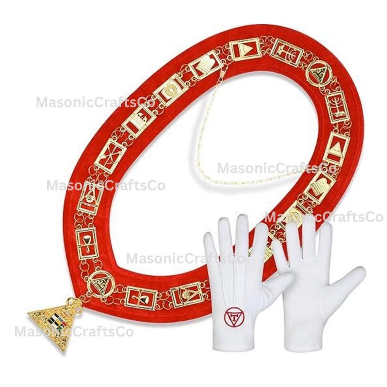 Royal Arch Masonic Regalia Set – Apron, Chain Collar, Cap, Gloves ...