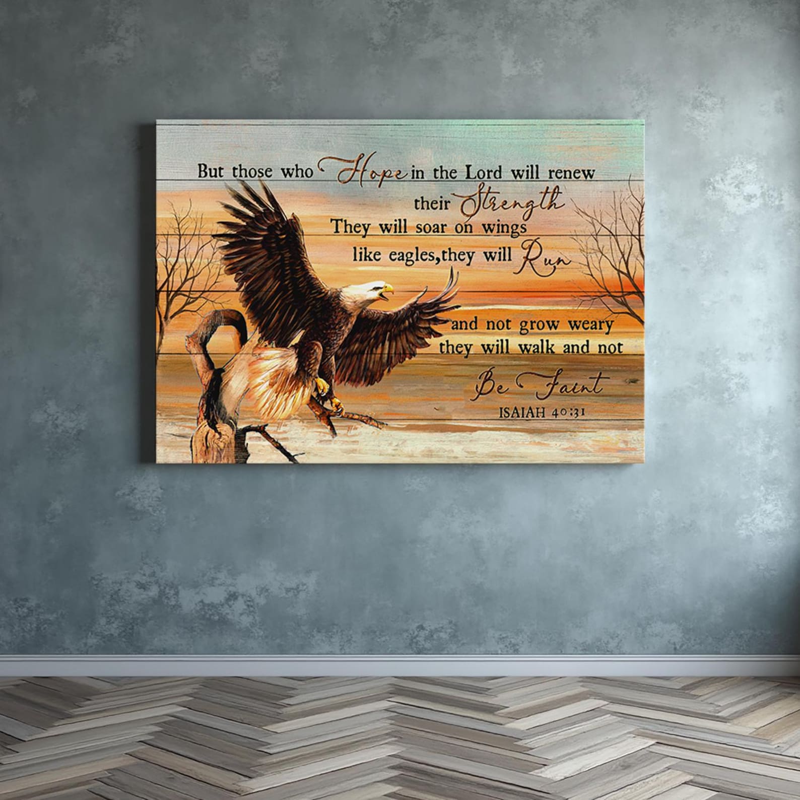 Eagle Soar Bible Verse Wall Art, Isaiah 40 31 Christian Decor, Bald ...