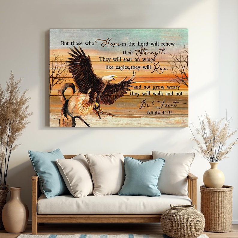 Eagle Soar Bible Verse Wall Art, Isaiah 40 31 Christian Decor, Bald ...