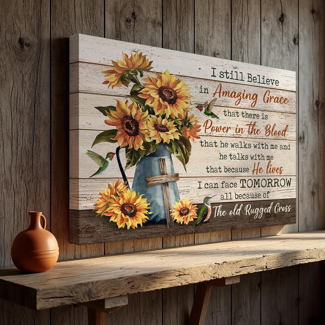 Rustic Sunflower Farmhouse Wall Decor, Jesus Landscape Canvas Prints ...