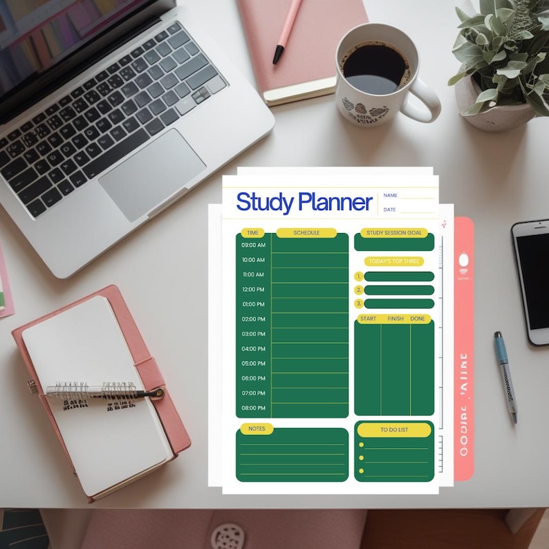 Student Study Planner Printable – Aesthetic PDF Download – 5 Color ...