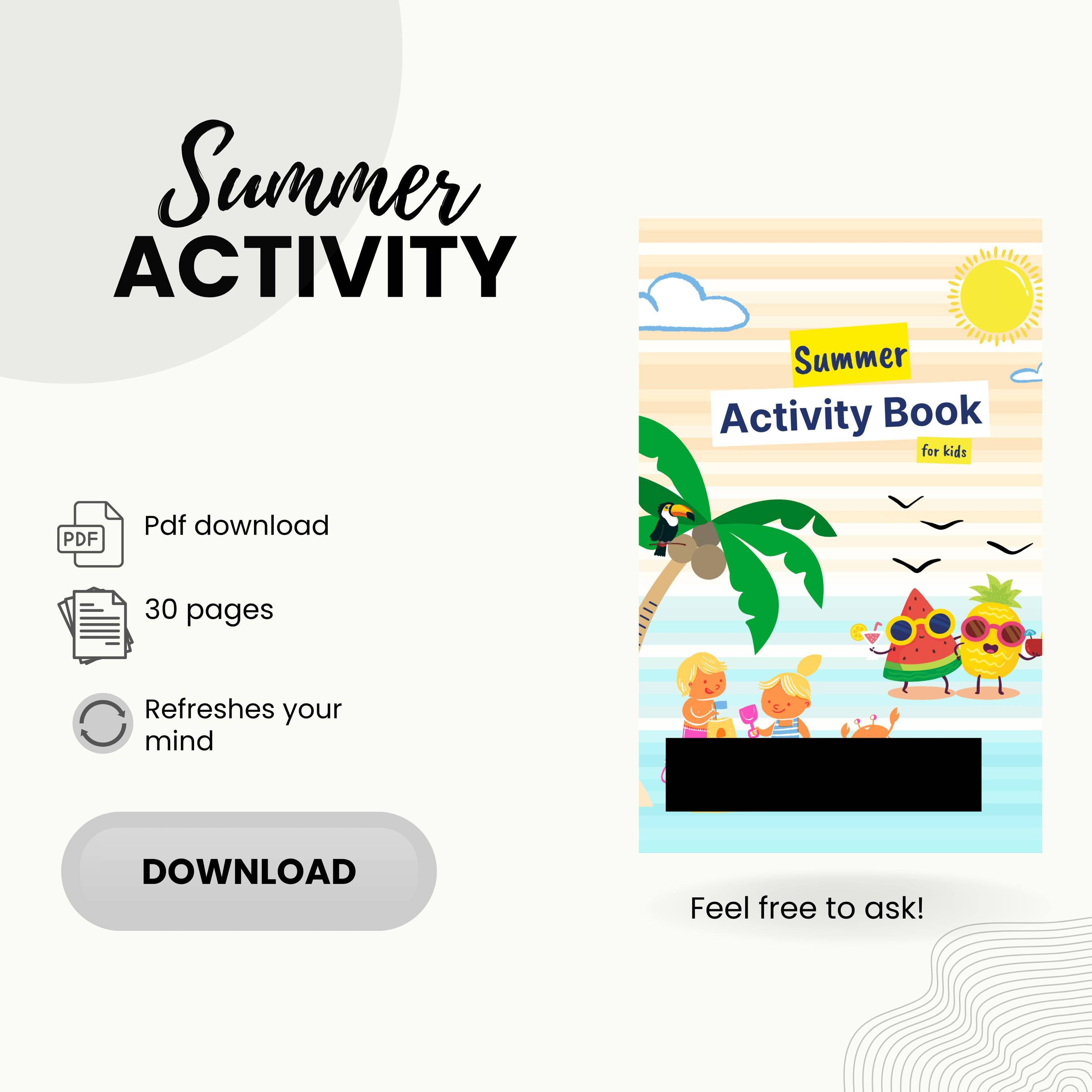 Summer Activity Book for Kids - 30 Printable Pages | Fun Games ...