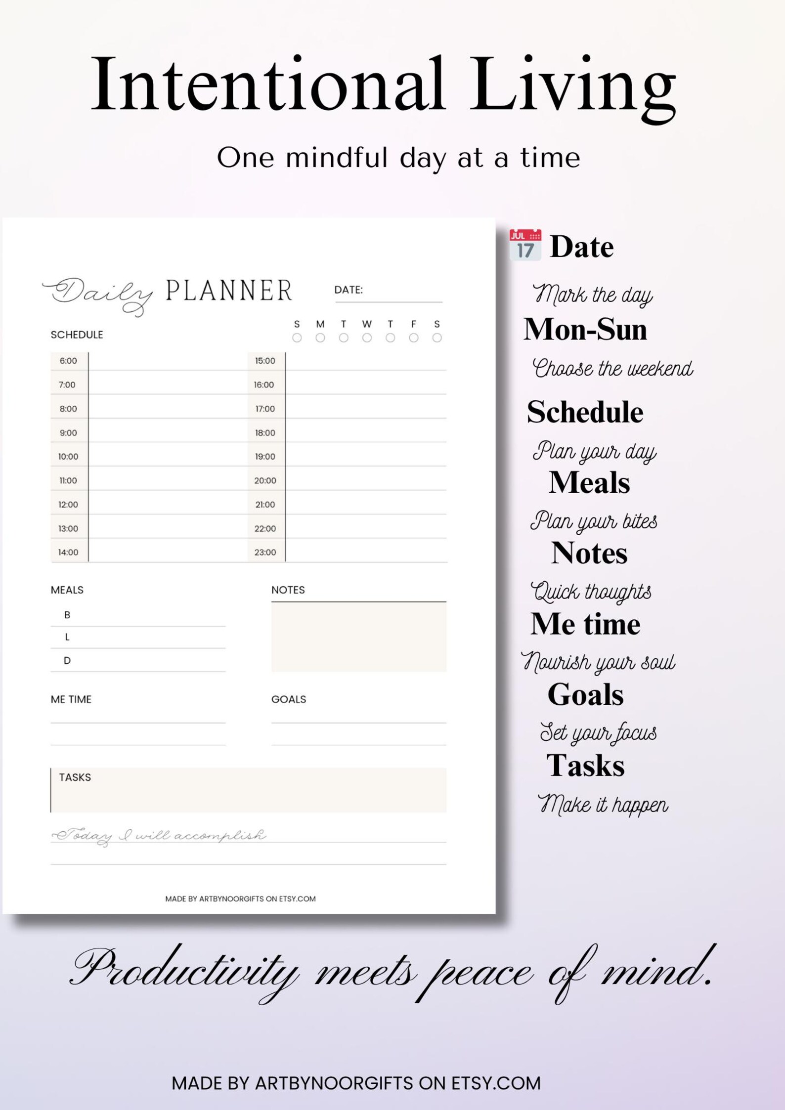 Minimalist Daily Planner | Printable & Fillable PDF | Digital To-do ...