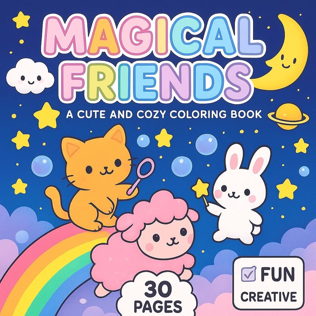Mystical Buddies Coloring Book: 30 Cozy Pages PDF + PNG (digital ...