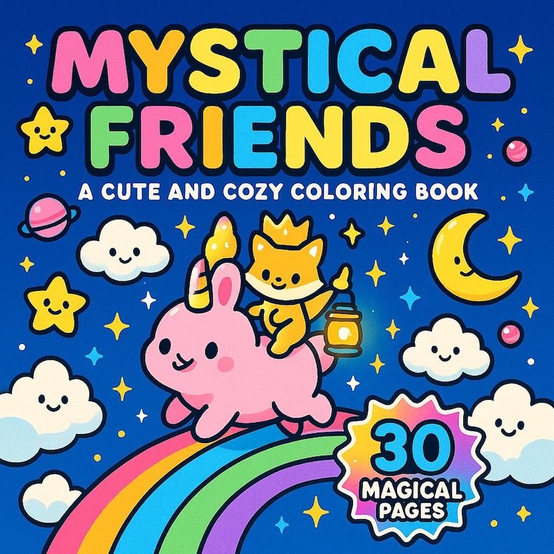 Mystical Buddies Coloring Book: 30 Cozy Pages PDF + PNG (digital ...