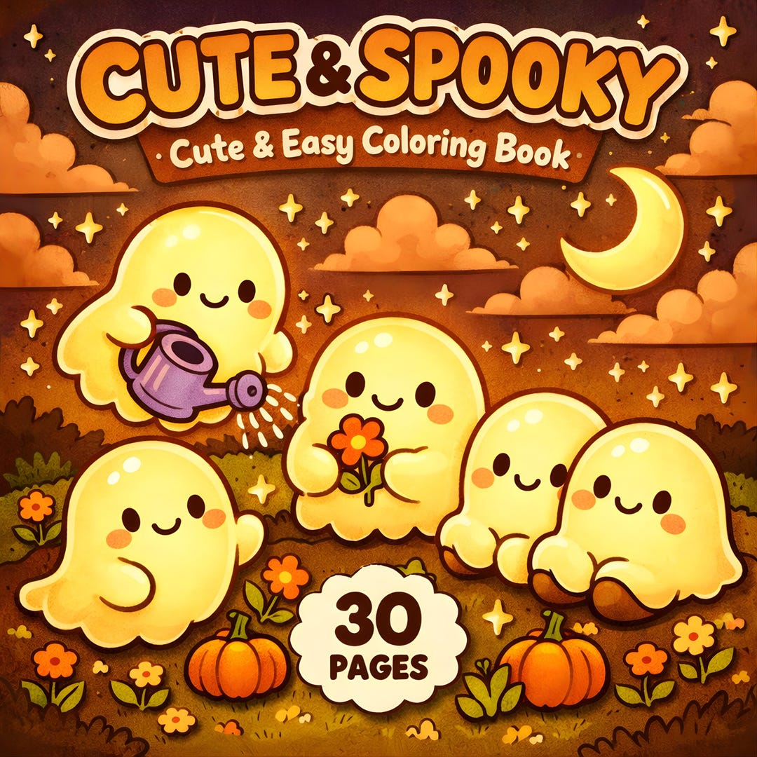 Cute & Spooky Bold and Easy Coloring Book for Adults - Cozy Coco Wyo ...