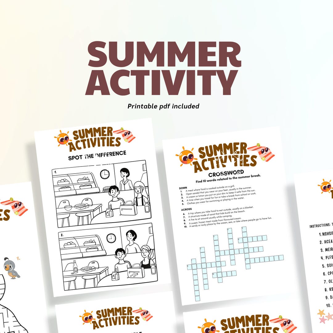 Summer Activity Book for Kids - 30 Printable Pages | Fun Games ...