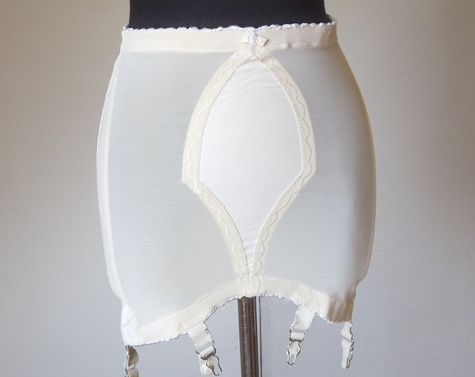 Vintage Hip Girdle Shaper With Garter Clips, Cream, Open Bottom, Small ...