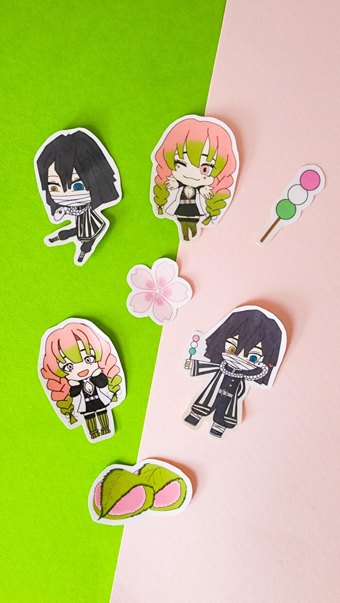 Kawaii Sticker Set Inspired by Kanroji & Obanai – Demon Slayer Style ...